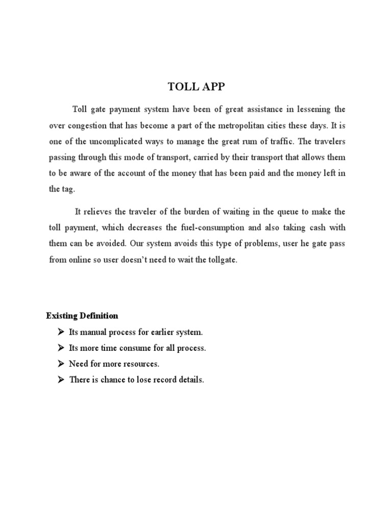 Toll Gate Abstract | PDF | Toll Road | Android (Operating System)