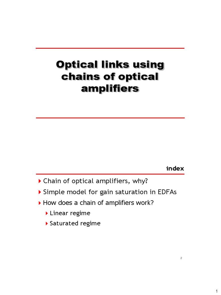 Optical Links Using Chains of Optical Amplifiers | PDF | Information ...
