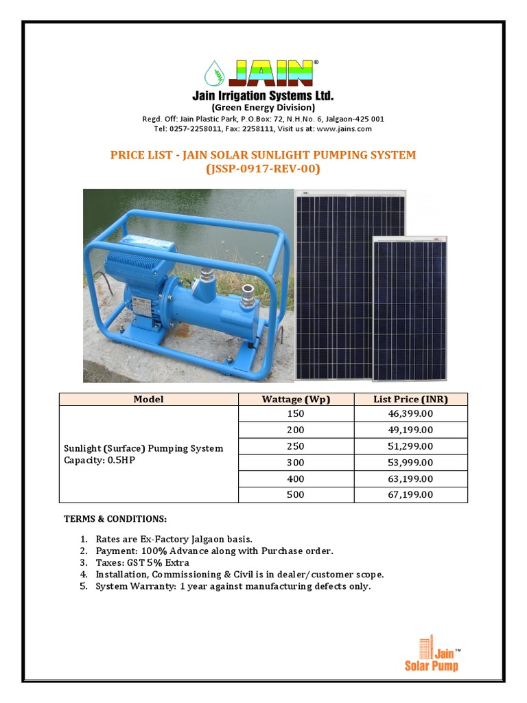 Price List-Sunlight Pump 0917-Rev-00 | PDF | Pump | Electrical Engineering