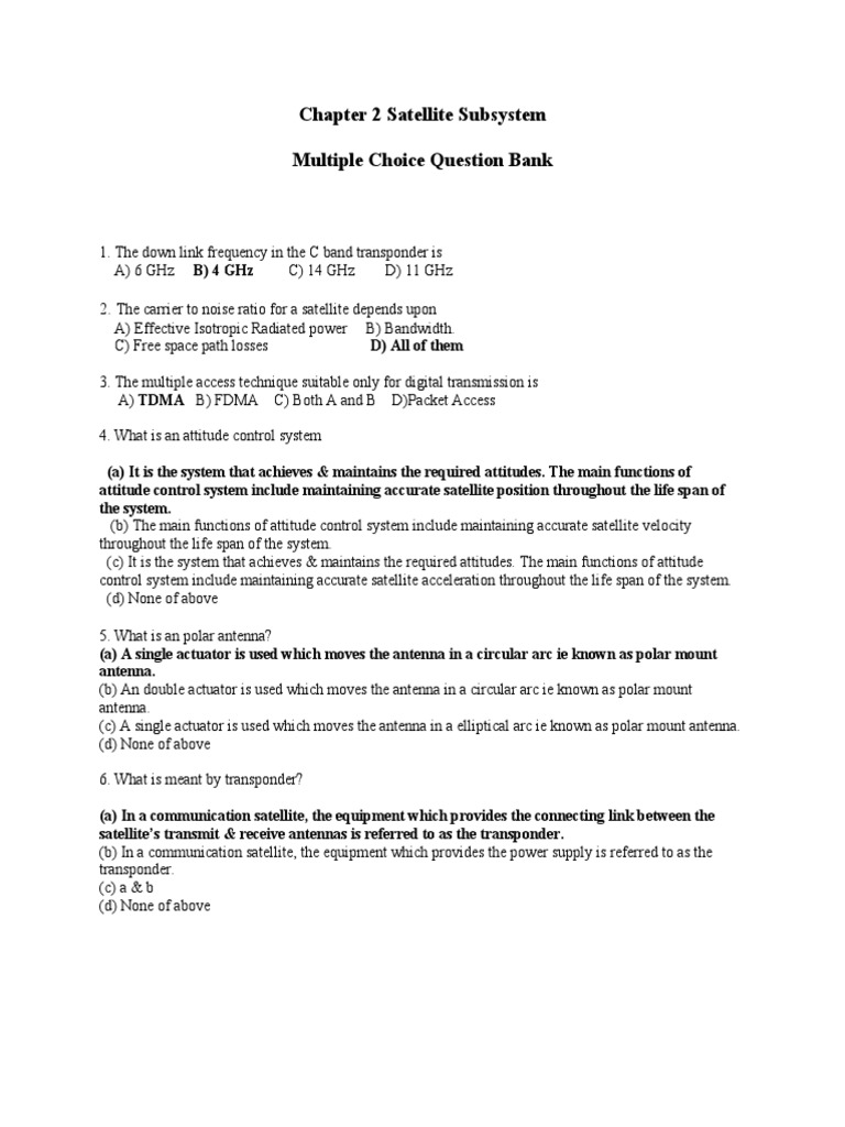 Chapter2 MCQs | PDF | Antenna (Radio) | Satellite