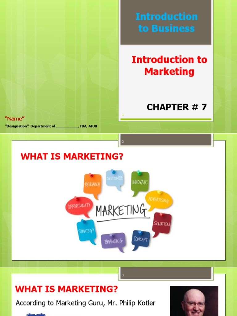 Introduction To Business - Chapter 7 - Introduction To Marketing | PDF ...
