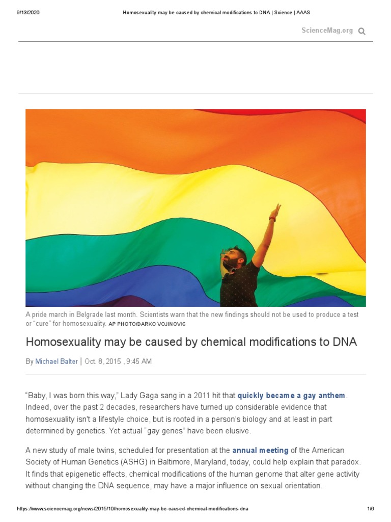 Homosexuality May Be Caused by Chemical Modifications To DNA - Science ...