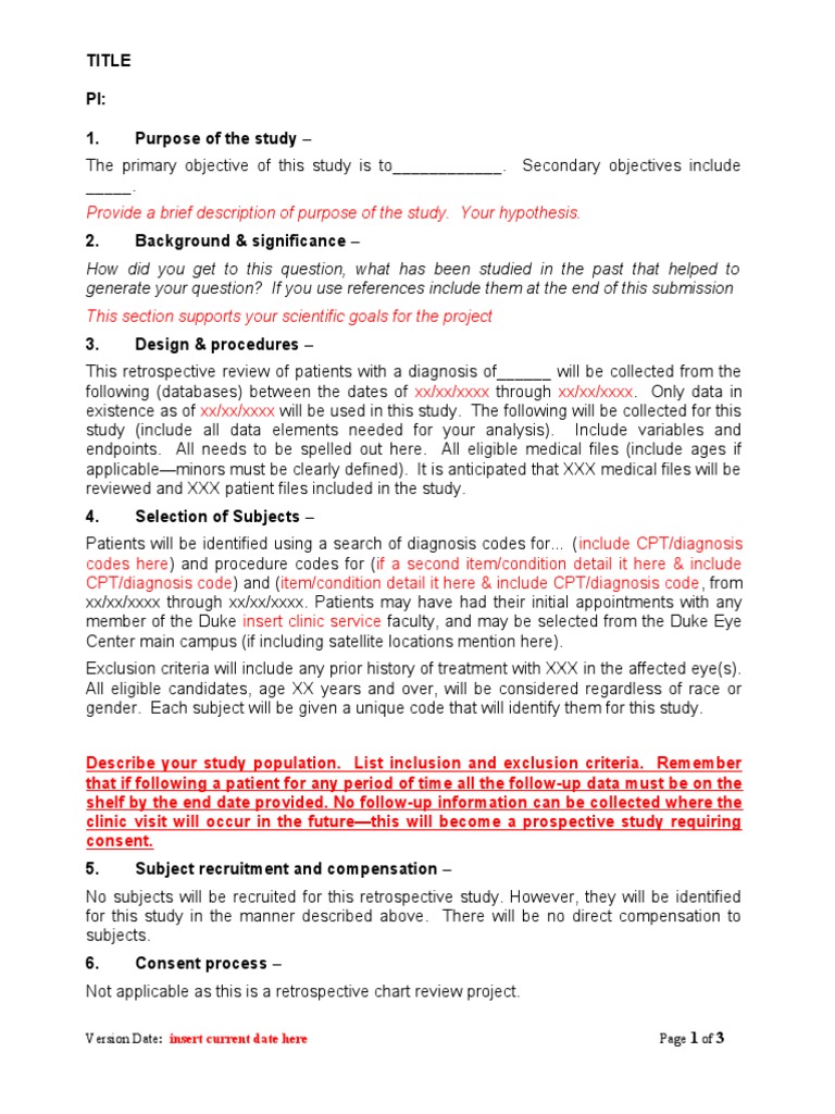 Retrospective Chart | PDF | Medical Record | Information Science