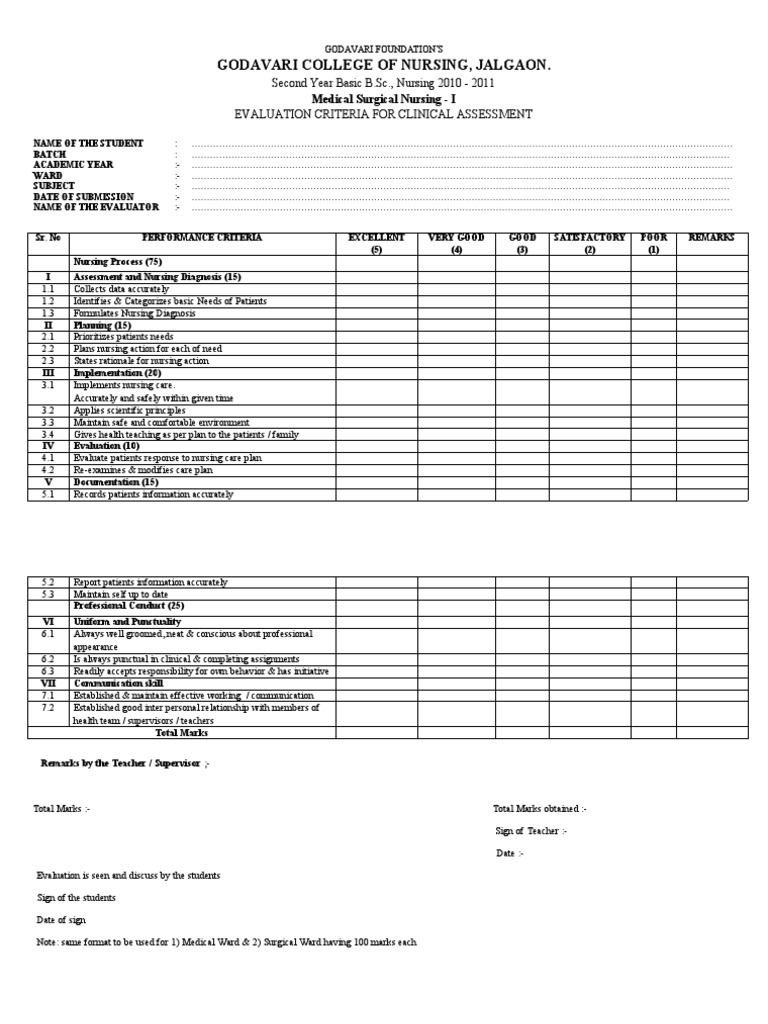 Clinical Evaluation Pdf Nursing Health Care