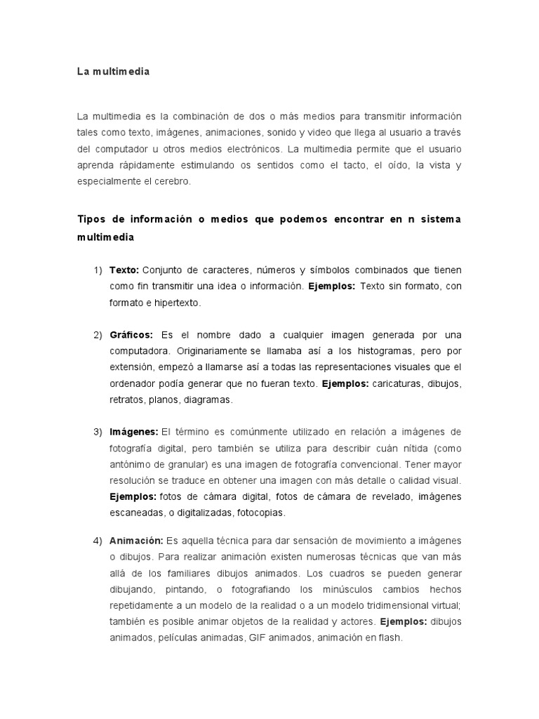 Conceptos Básicos de Multimedia | PDF | Animación | Multimedia