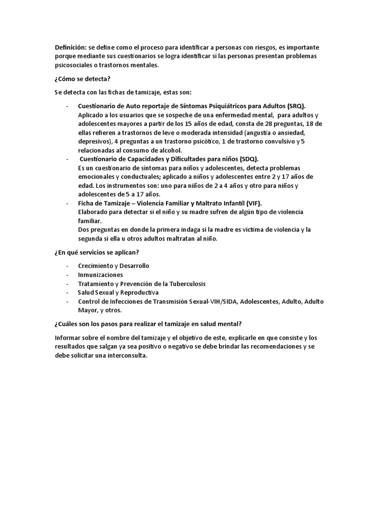 Mapa de Tamizaje | PDF