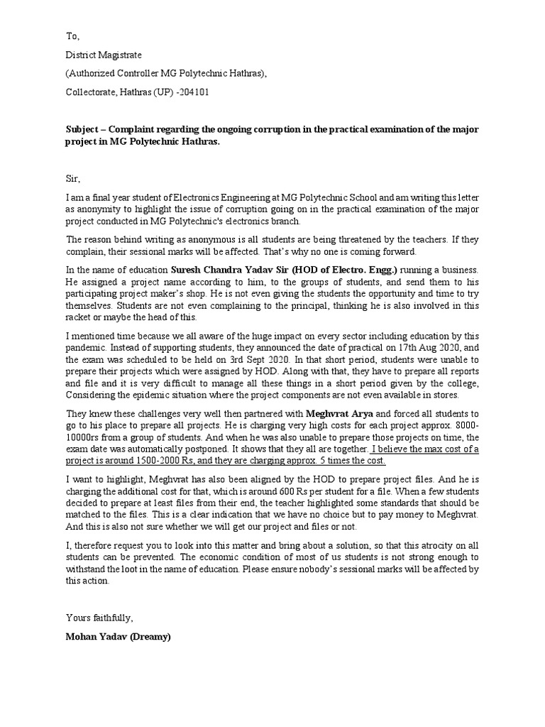 Letter To DM | PDF | Government | Business