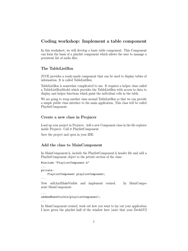 Coding Workshop: Implement A Table Component: The Tablelistbox | PDF ...