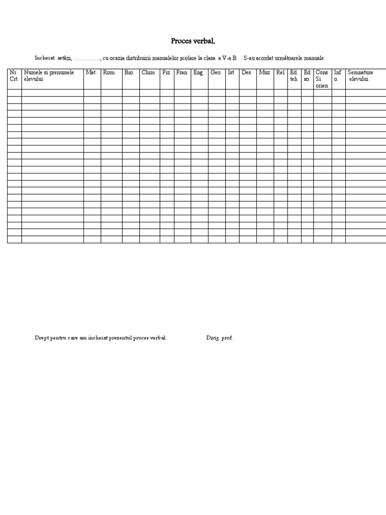 Tabel Nominl Cu Situatia Manualelor Scolare | PDF