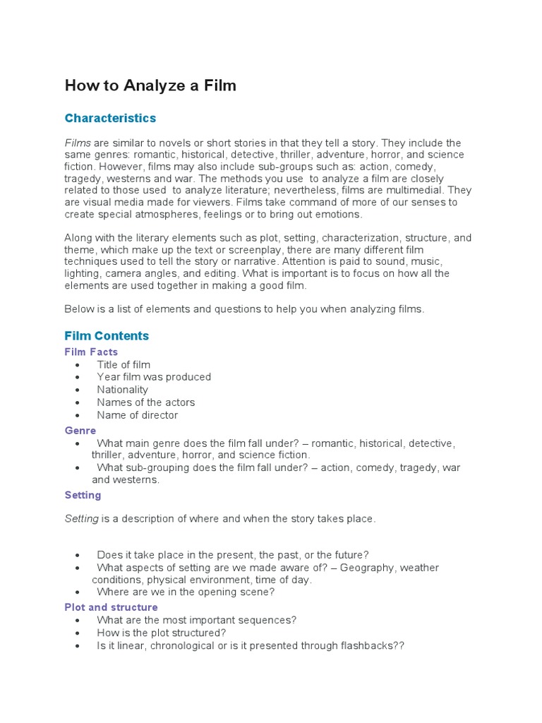 How To Analyze A Film | PDF | Narration | Camera