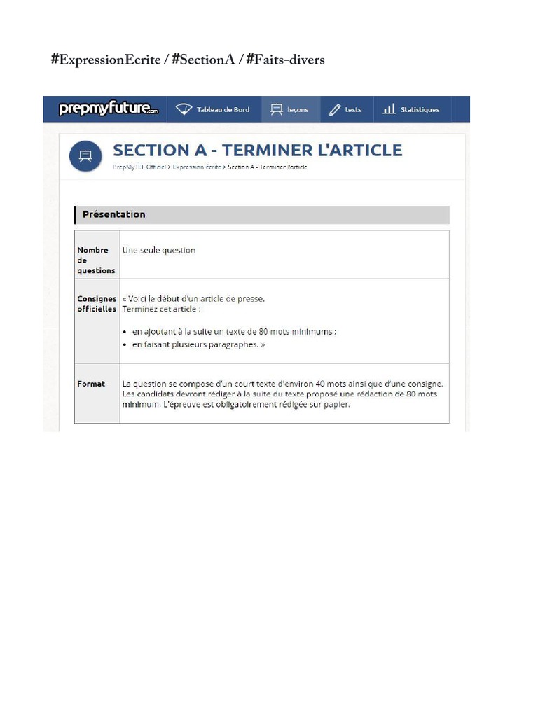 TEF Writing Samples and Guidelines | PDF | Foreign Language Studies