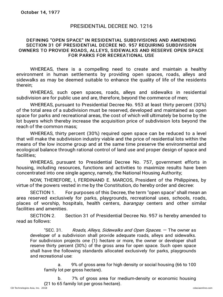 Presidential Decree No. 1216 PDF | PDF | Repeal | Government