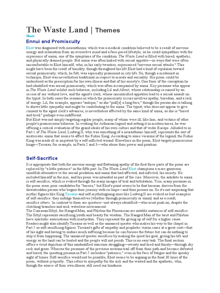 The Waste Land - : Themes | Download Free PDF | Psychological Concepts
