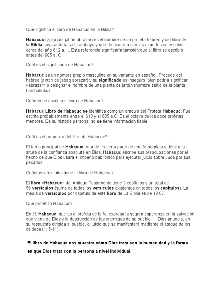 El Libro de Habacuc y Sofonias en La Biblia | PDF | Contenido bíblico ...