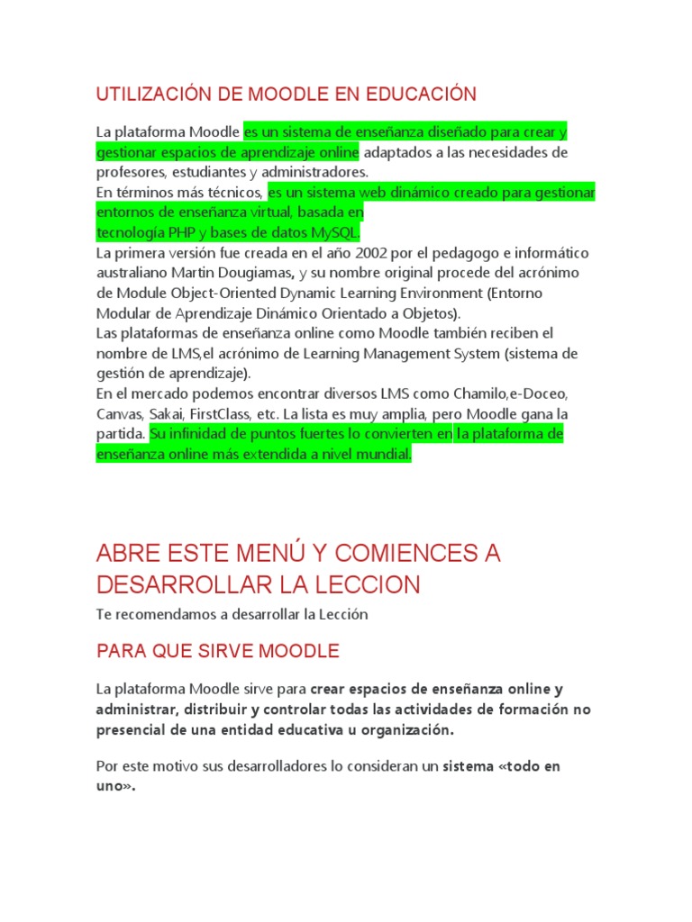 UTILIZACIÓN DE MOODLE EN EDUCACIÓN | PDF | Moodle | Aprendizaje