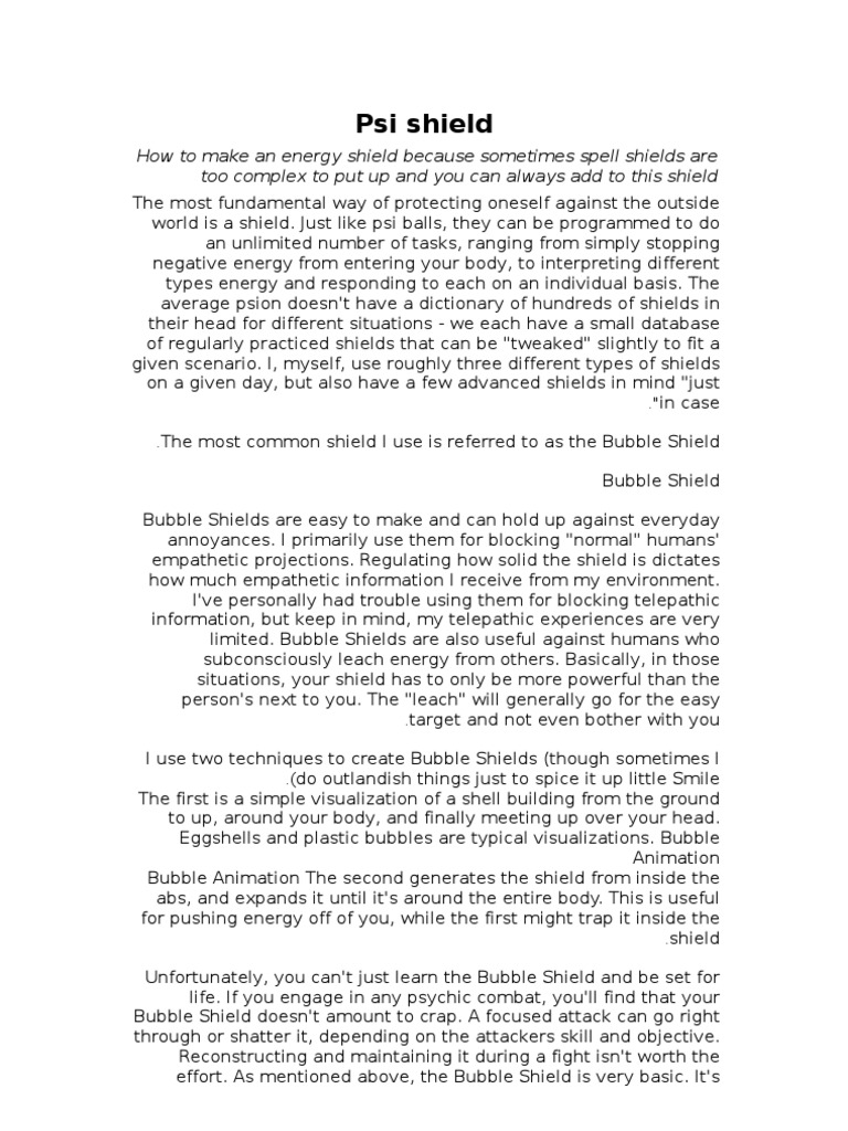 Psi Shield | Download Free PDF | Telepathy | Mental Image