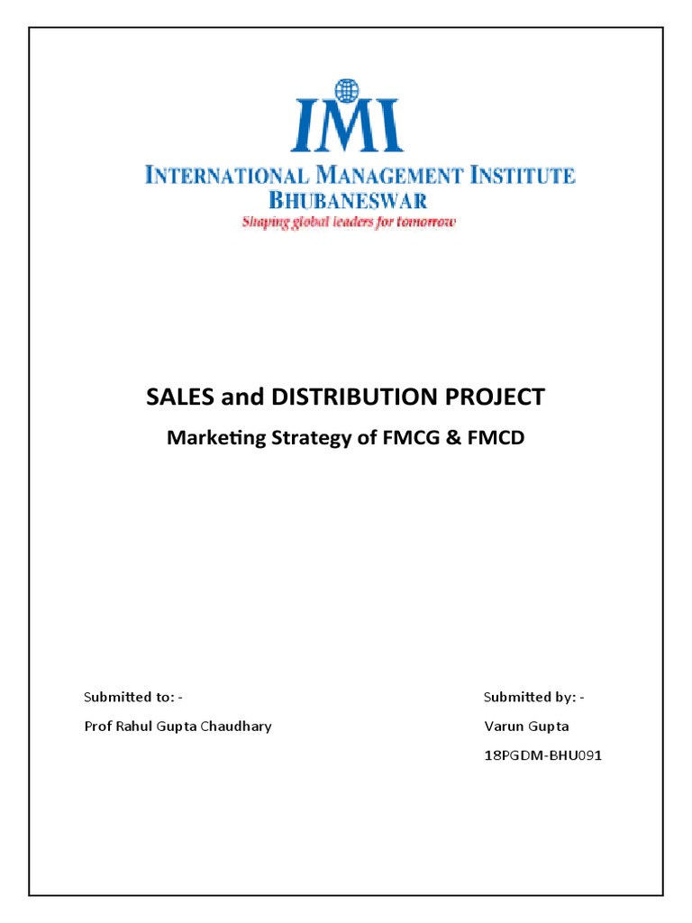 Sales and Distribution Project: Marketing Strategy of FMCG & FMCD | PDF ...