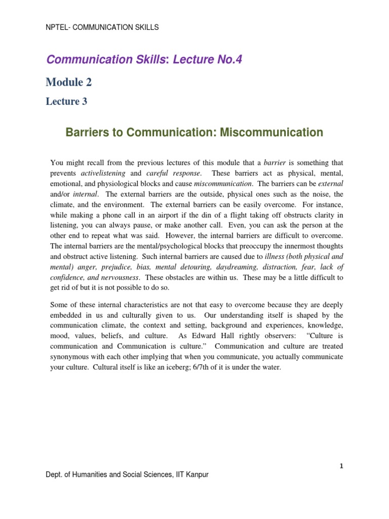 Barriers to Effective Communication: Understanding Miscommunication and ...