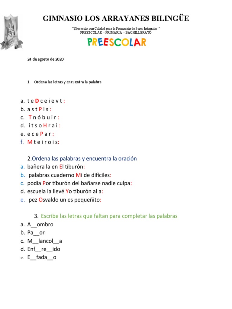 Ordena Letras y Encuentra Palabras | PDF