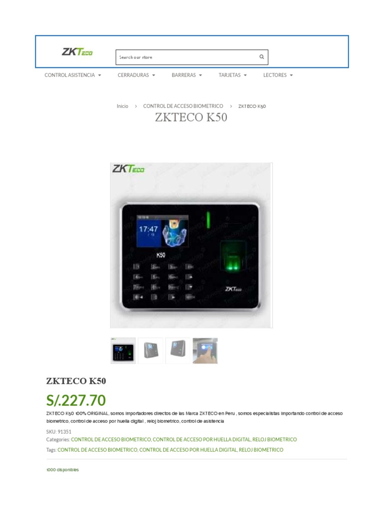 Zkteco K50 PDF | PDF | Biometría | USB