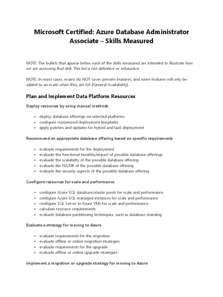 Microsoft Certified Azure Database Administrator Associate Skills ...