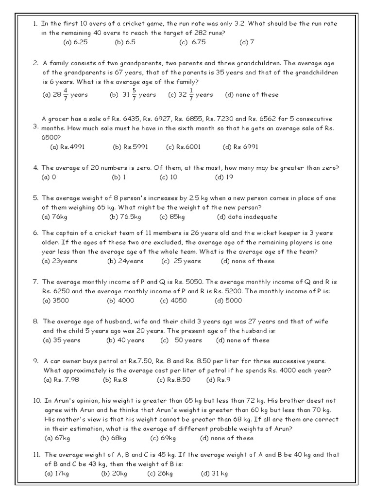 Average Mcqs Css | PDF | Length | Expense