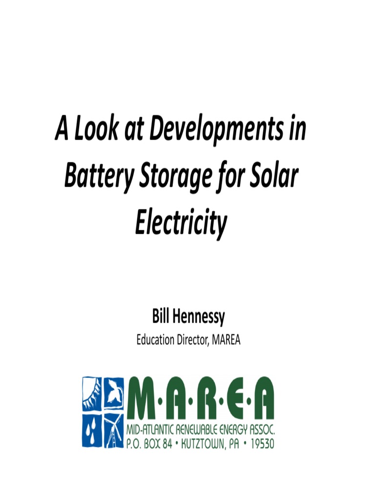 A Look at Developments in Battery Storage For Solar Electricity | PDF ...