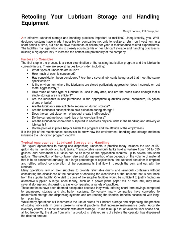 Retooling Your Lubricant Storage and Handling Equipment | Download Free ...