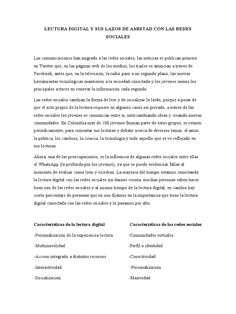 Lectura Digital y Redes Sociales: Conexiones | PDF | Servicio de redes ...