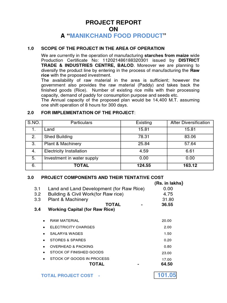 Manikchand Food Product: Project Report ON A" " | PDF | Rice | Warehouse