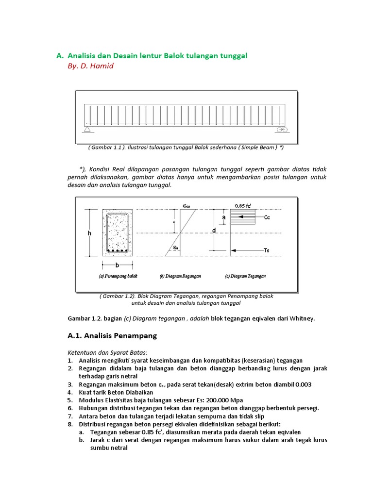 Analisis Dan Desain Lentur Balok Tulangan Tunggal (Lanjutan) | PDF