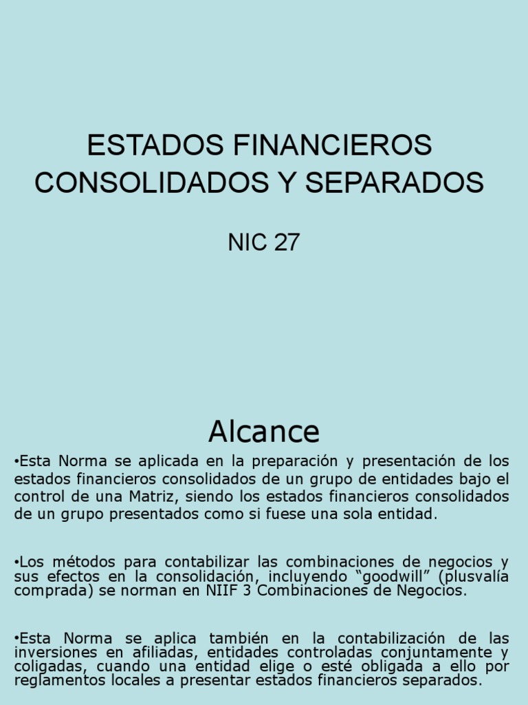 Nic 27 Estados Financieros Consolidados | PDF | normas internacionales ...