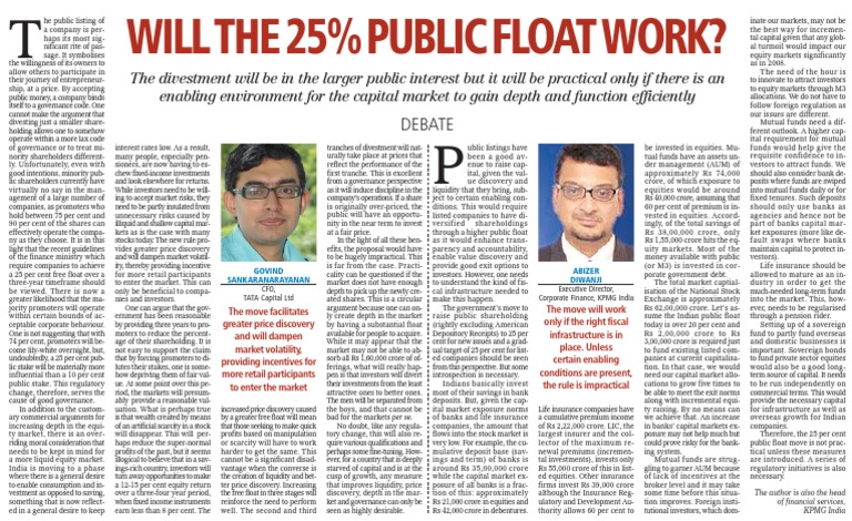 Will The 25% Public Float Work?: Debate | PDF | Stock Market | Market ...