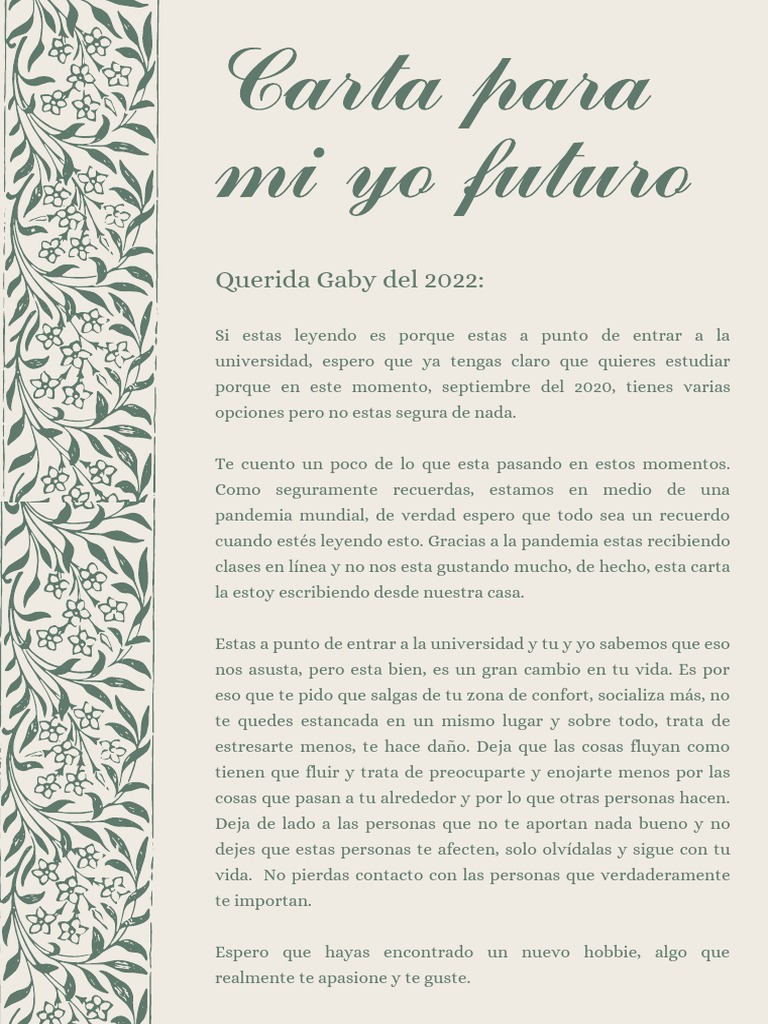 Carta para Mi Yo Futuro | PDF