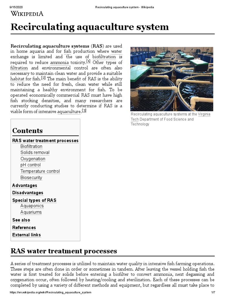 Recirculating Aquaculture System | PDF | Aquaculture | Chemistry