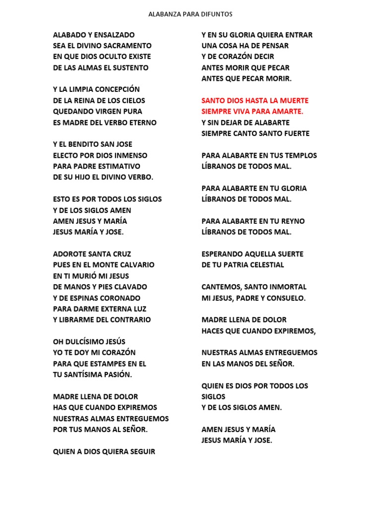 Alabanza Para Difuntos Pdf