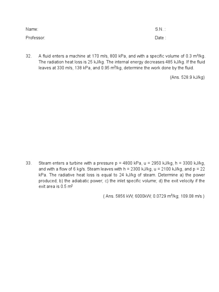 Thermo Assignment Exam 4 | PDF | Enthalpy | Heat