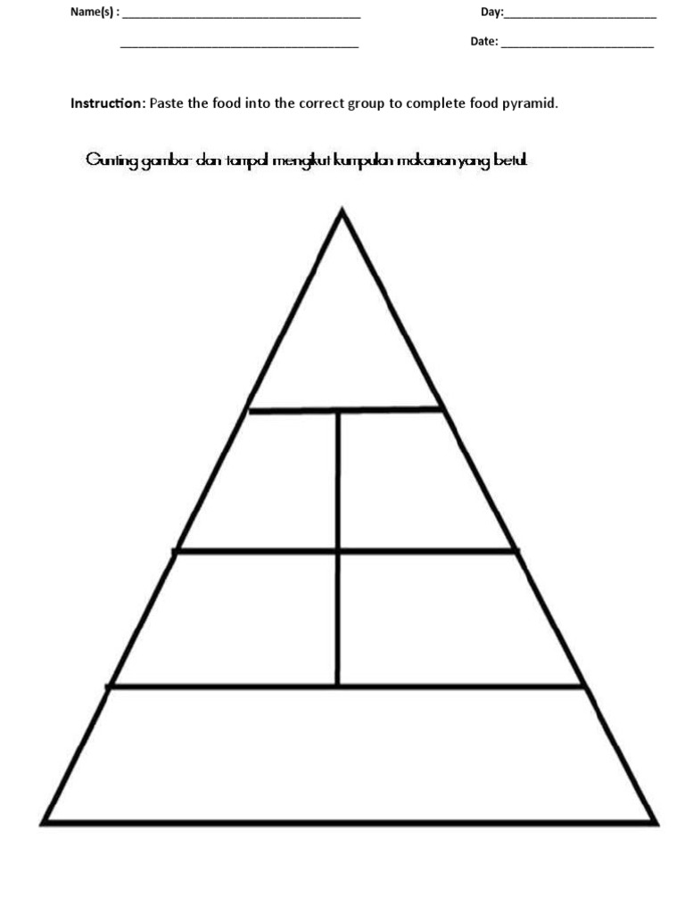 Food Pyramid For Kids Worksheet
