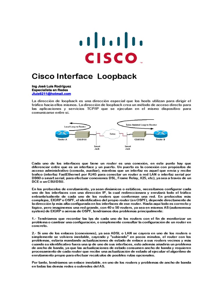Cisco Interface Loopback | PDF | Enrutador (Computación) | Dirección IP
