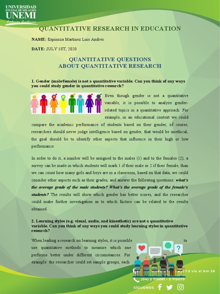 Quantitative Research Questions in Education | PDF | Quantitative ...