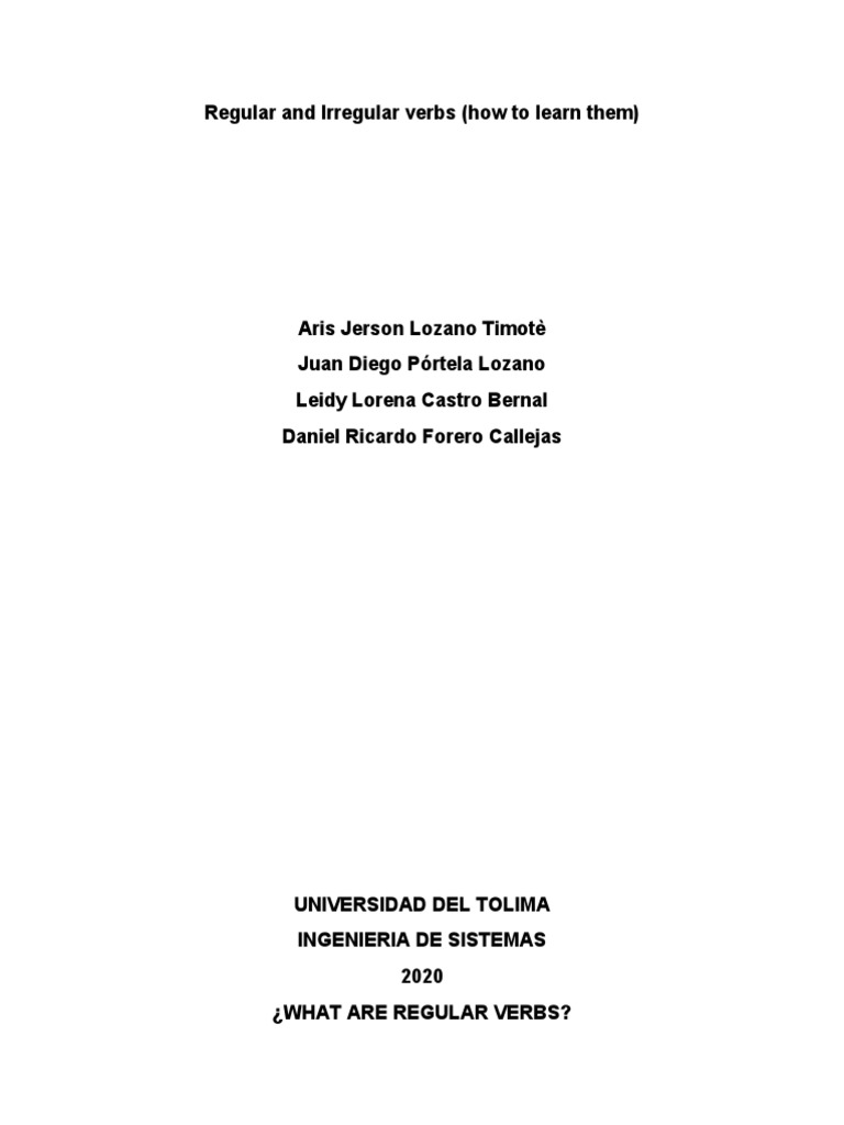 Regular and Irregular Verbs | PDF | Semiotics | Grammar