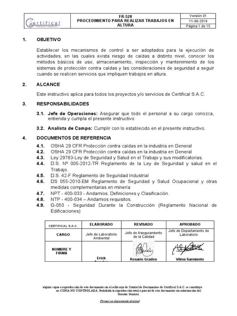 Procedimiento para Trabajos en Altura | PDF | Andamio | Cuerda