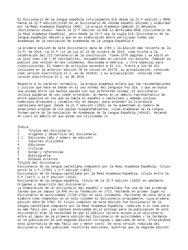 Diccionario de La Lengua Española | PDF | Escritura latina | Lenguas de Europa