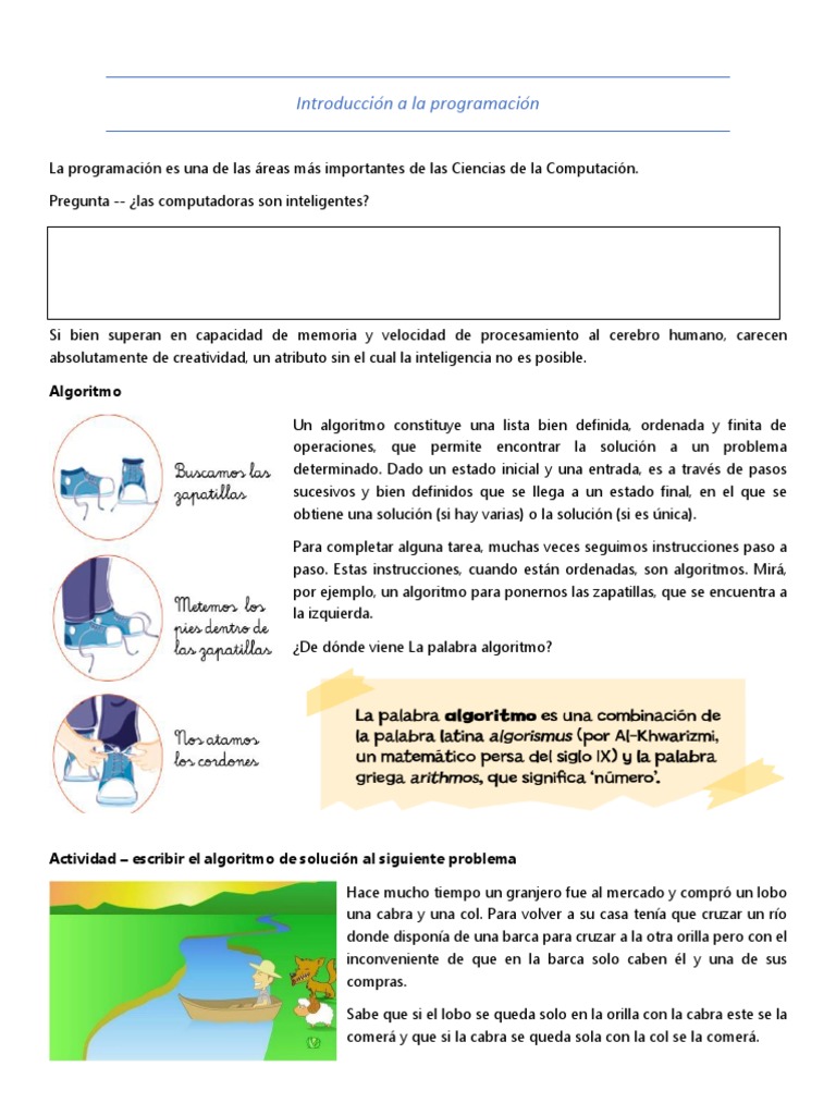 Introducción A La Programación | PDF | Algoritmos | Programa de computadora