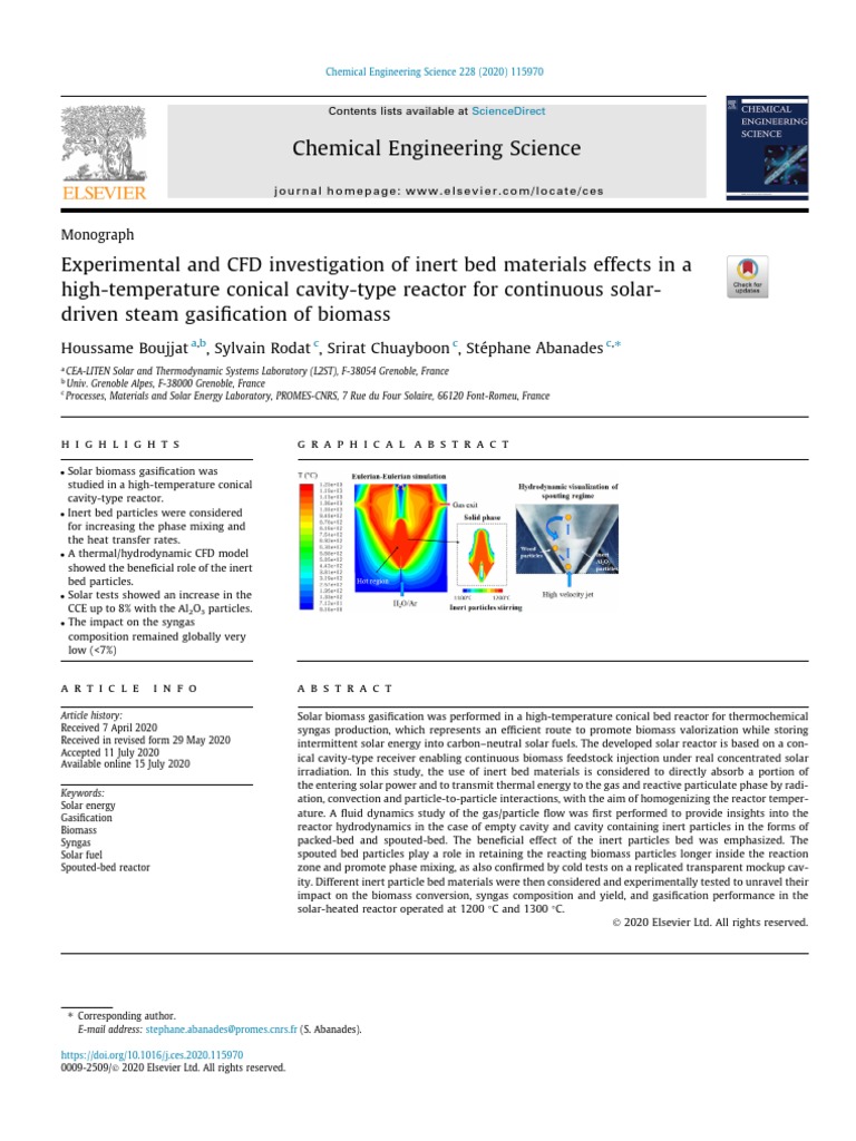 Chemical Engineering Science: Monograph | PDF | Gasification | Gases