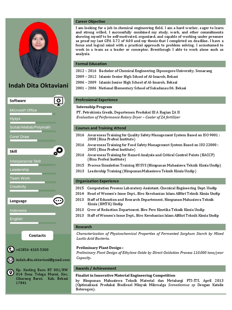 CV Indah Dita Oktaviani PDF | PDF | Chemicals | Business