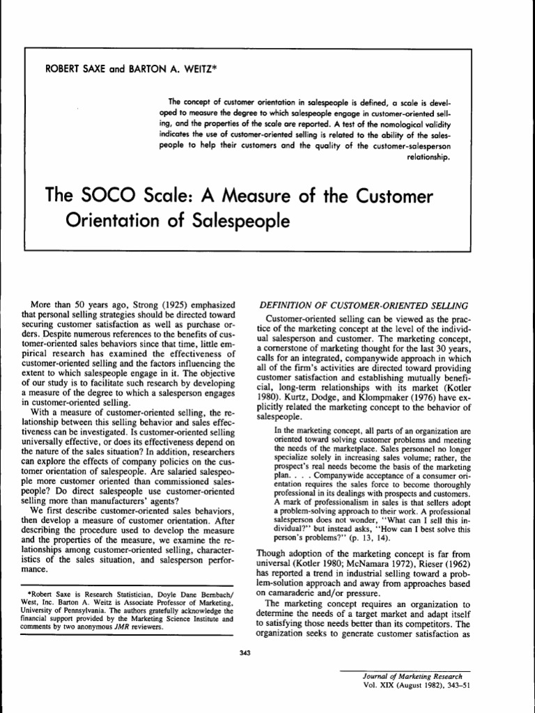Soco Scale | PDF | Sales | Validity (Statistics)