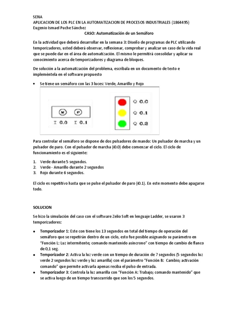 Automatización de Semáforo con PLC | PDF | Controlador lógico ...