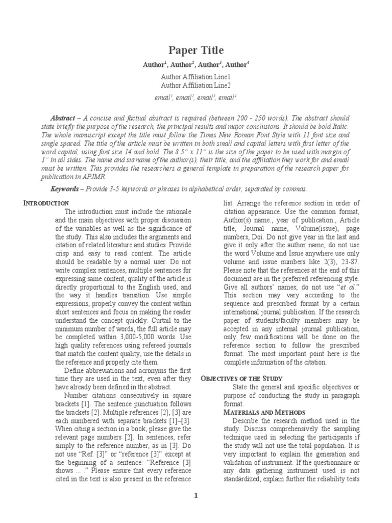 Paper Title: Abstract - A Concise and Factual Abstract Is Required ...