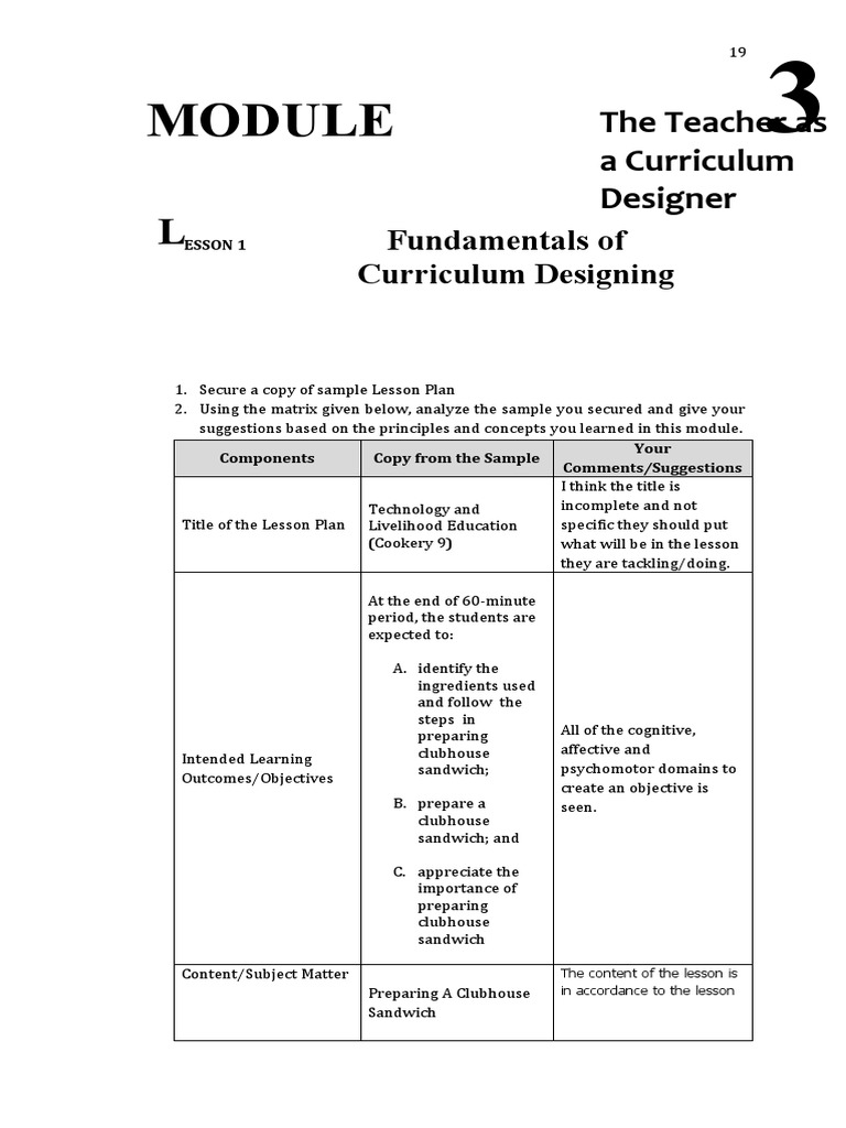 The Teacher As A Curriculum Designer: Fundamentals of Curriculum ...